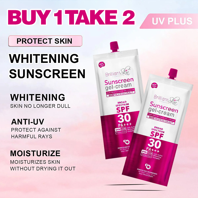【BUY 1 TAKE 4】GL Brilliant Skin SUNSCREEN GEL CREAM 50g SPF30 | Shopee Philippines
