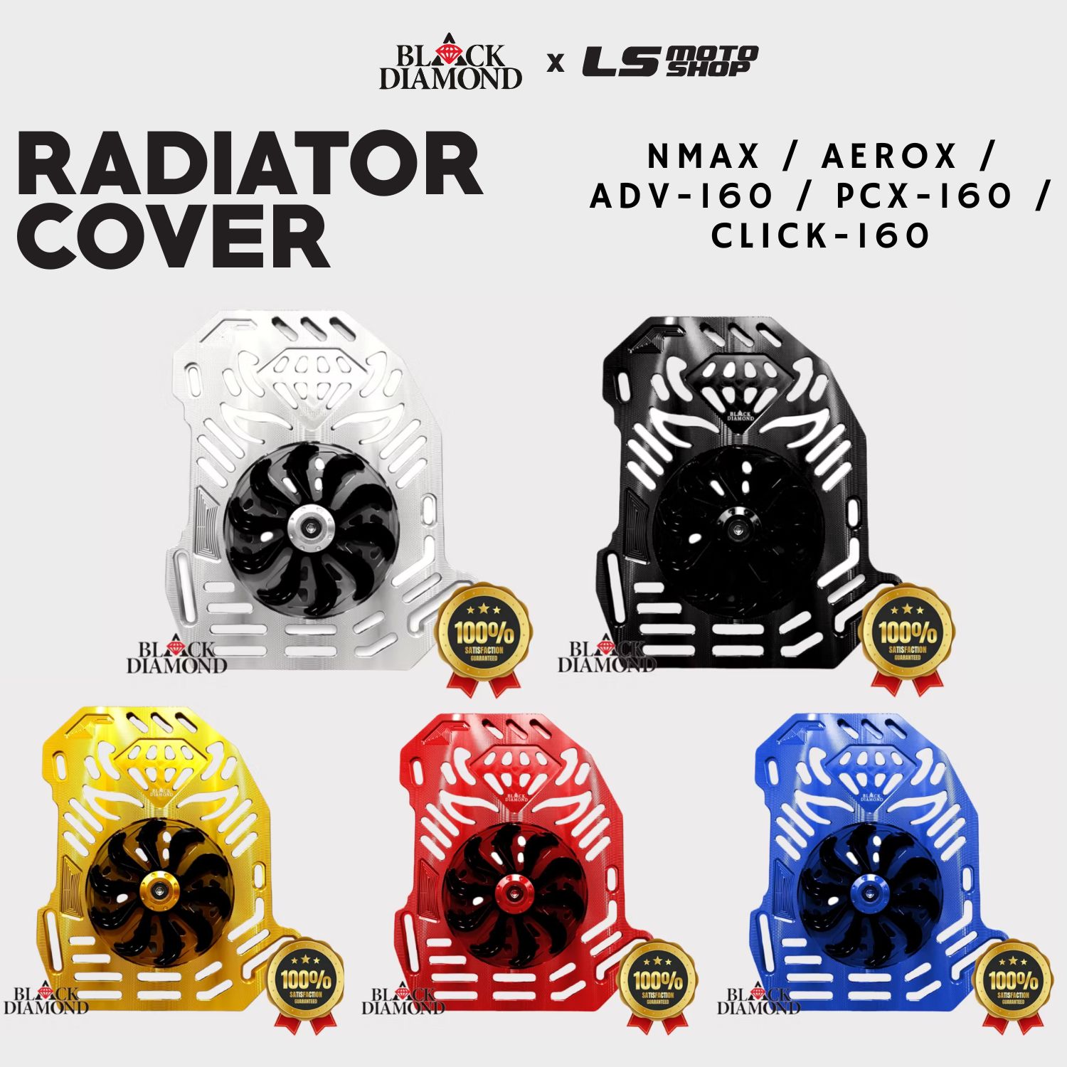 LS Black Diamond Radiator Cover for Nmax, Aerox, ADV160, PCX160 ...