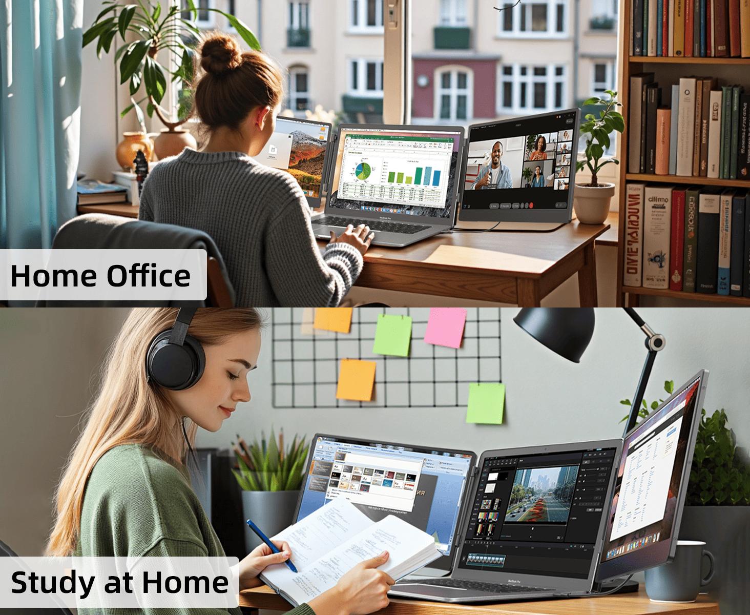 Nvision N14X2 Laptop Screen Extender 14" Laptop Dual Monitor FHD IPS ...