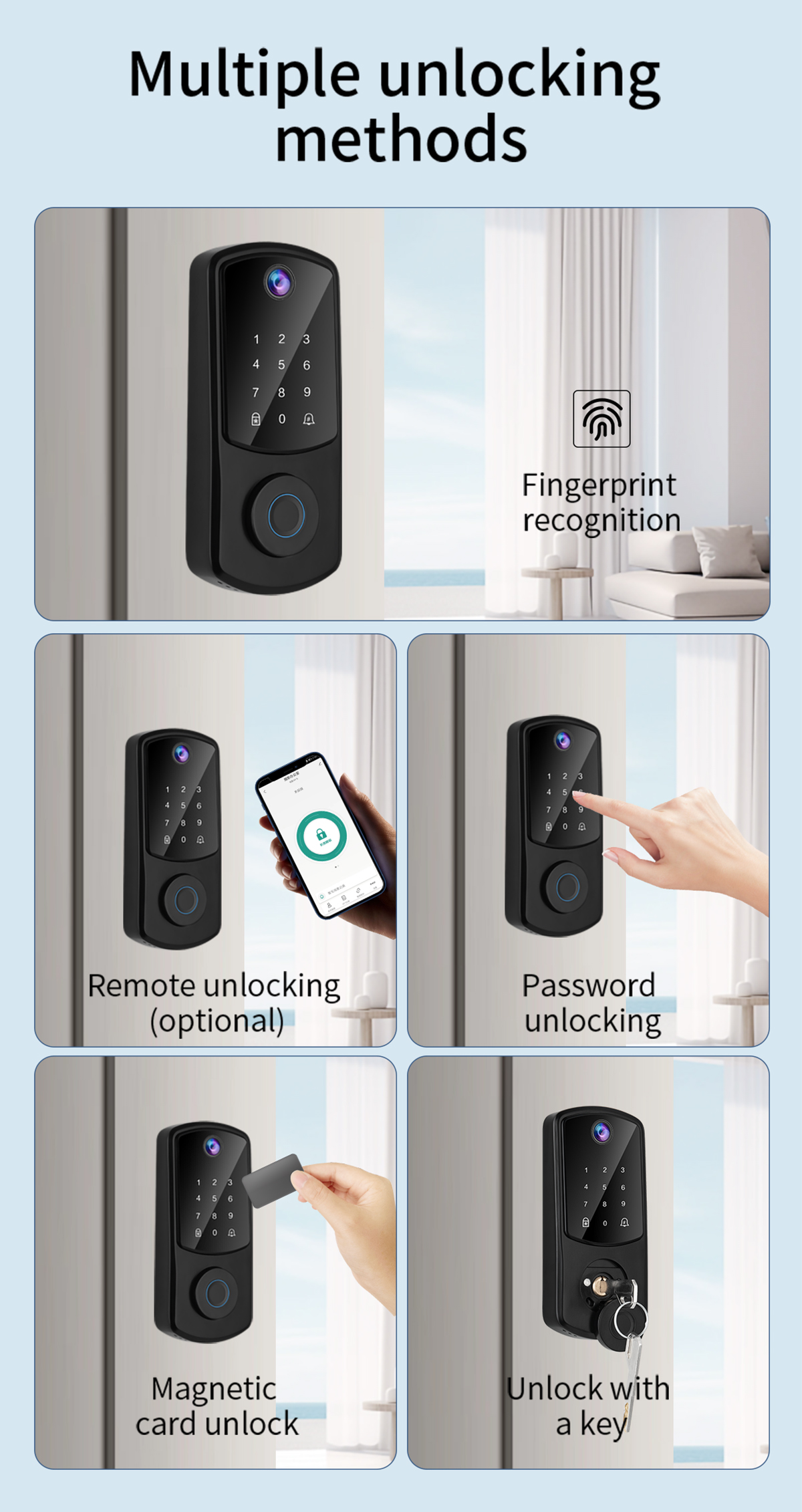 Vermax Smart Door Lock Electronic Lock APP Unlock USB Emergency Power ...