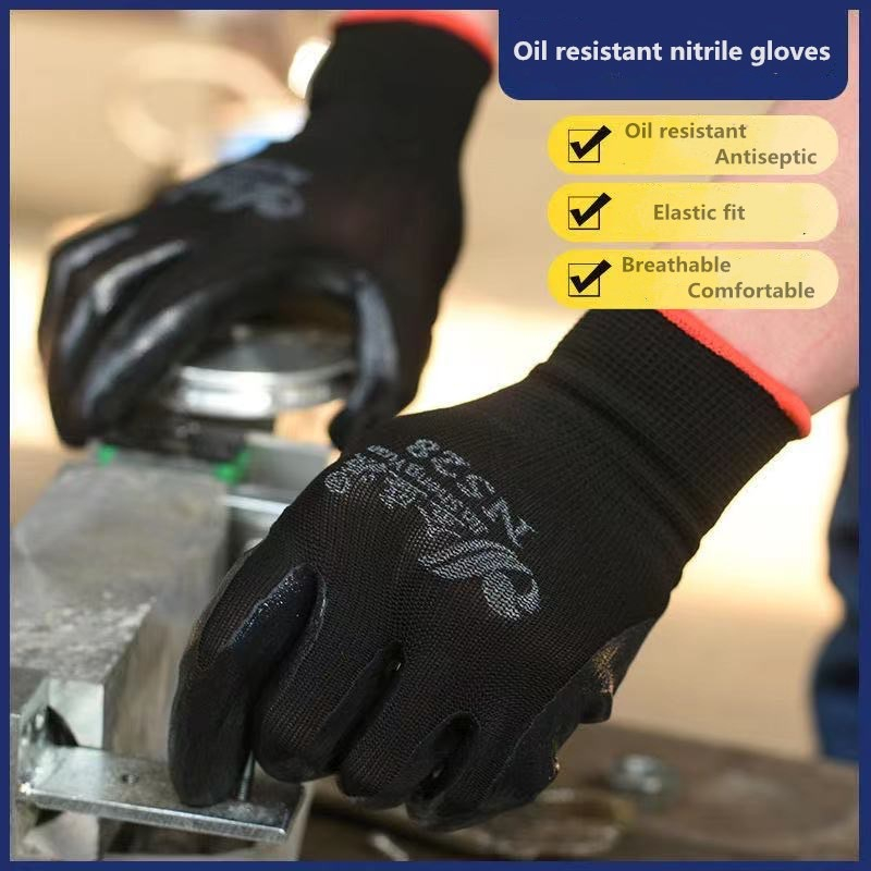 Original Oil Resistant Nitrile Stretchable Rubber Gloves Coated ...