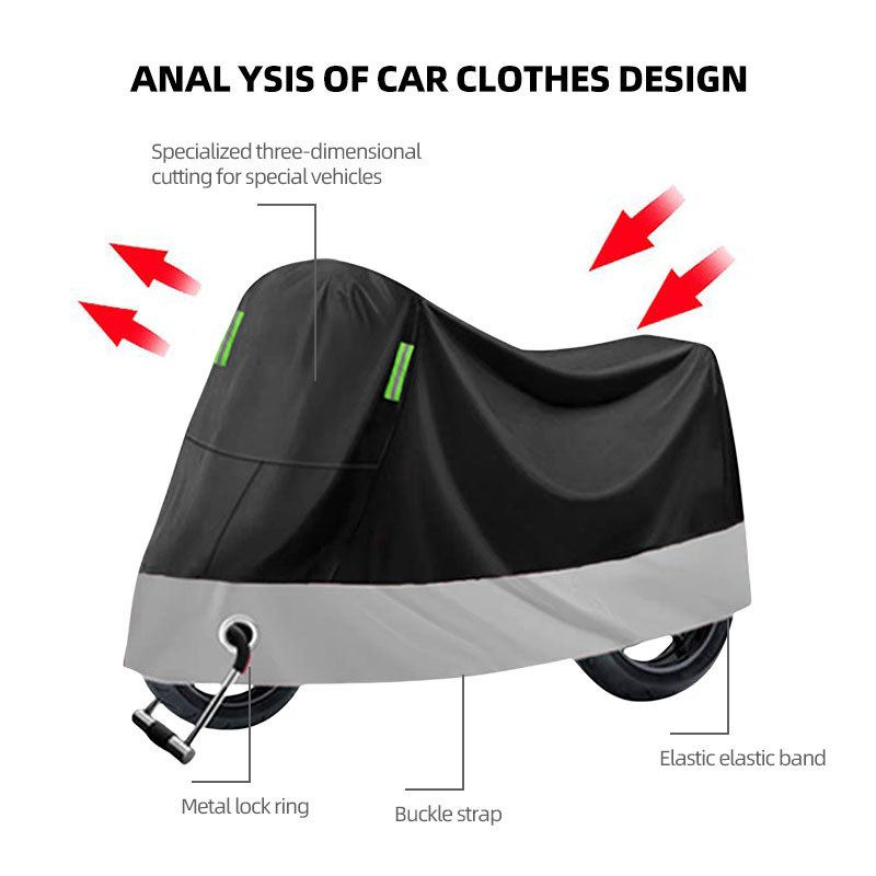 3 Layers Heavy Duty Motorcycle Cover Waterproof Rain Dust Cover Sun ...
