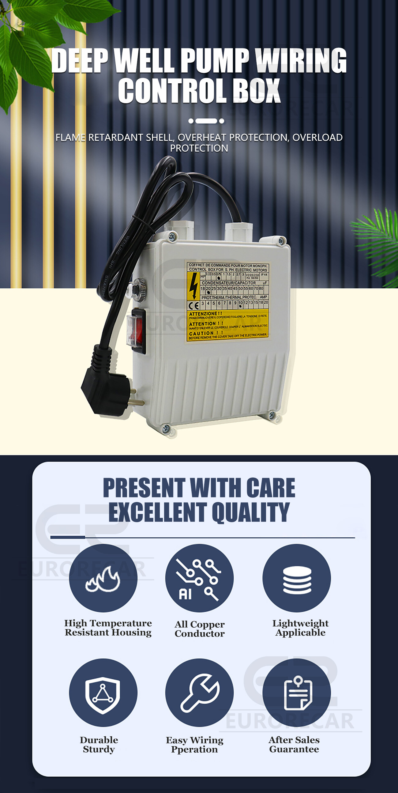 Submersible Pump Control Box 220v Deep Well Pump Smart Start Capacitor ...