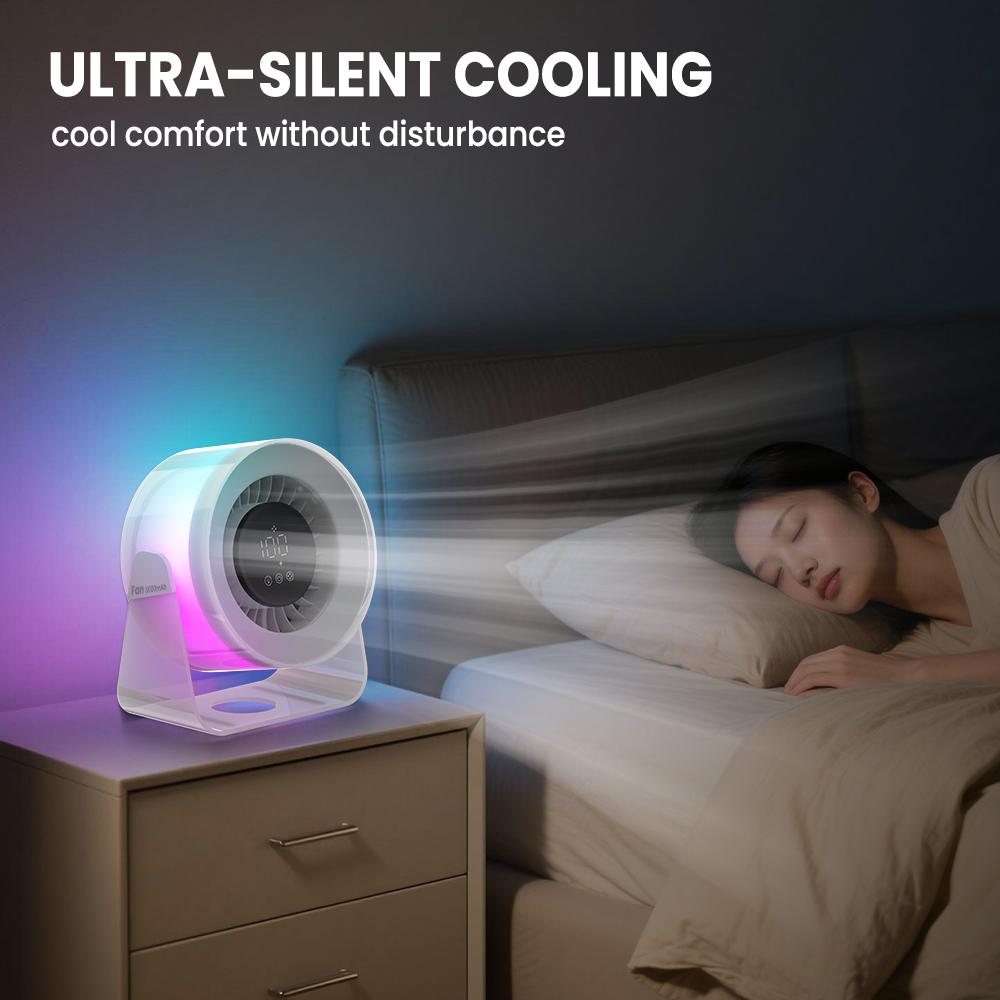 Orashare DF03Max Desktop Fan with RGB Light 1-100 speed Wind 3000mAh ...