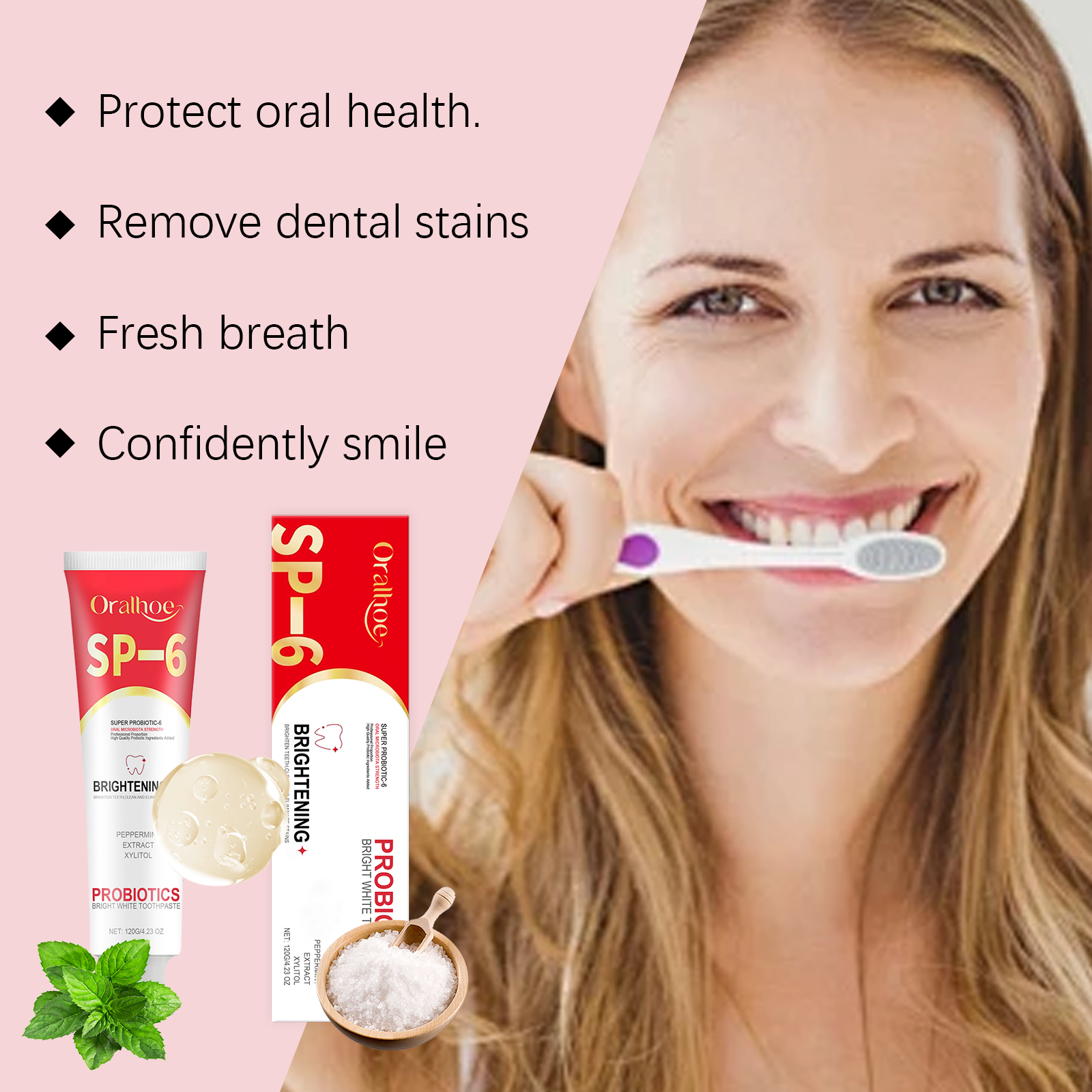 Oralhoe SP-6 Probiotic Toothpaste 120g Plaque Stain Removal Fresh ...