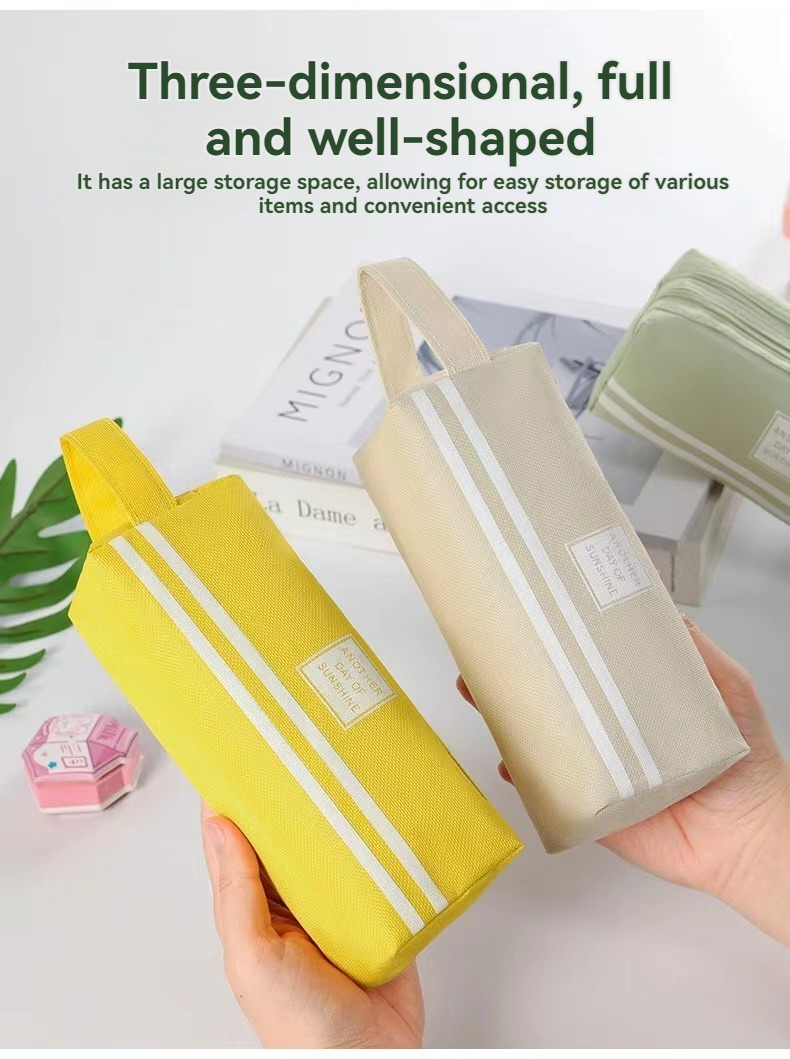 Student carrying a pen case. Large-capacity stationery storage pencil ...