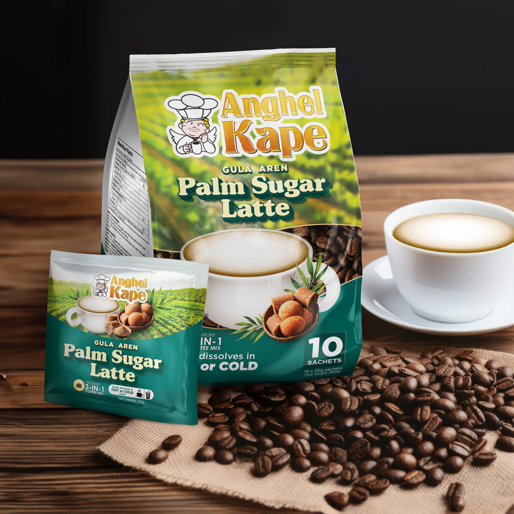 Anghel Kape Palm Sugar Latte Premium 3n1 Coffee 1pack/10pcs/200grams w ...