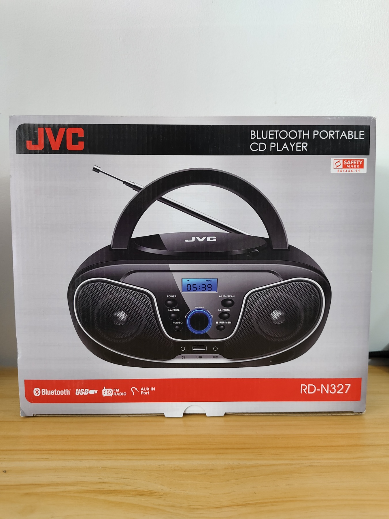 JVC RD-N327 Portable Bluetooth Radio CD/MP3 Player Boombox (110-240V ...