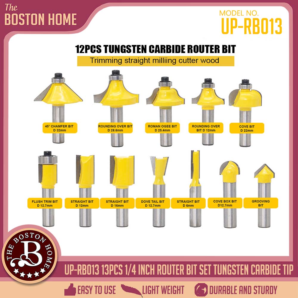 Boston Home 1/4 inch shank Router Bit Set Trimming Straight Beading ...