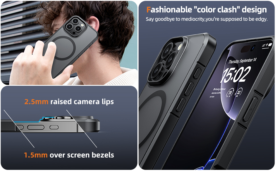 WSKEN for IP16Pro Max/15/14 Magnetic Slim Fit Case[Skin Friendly] Translucent Shockproof Phone ...