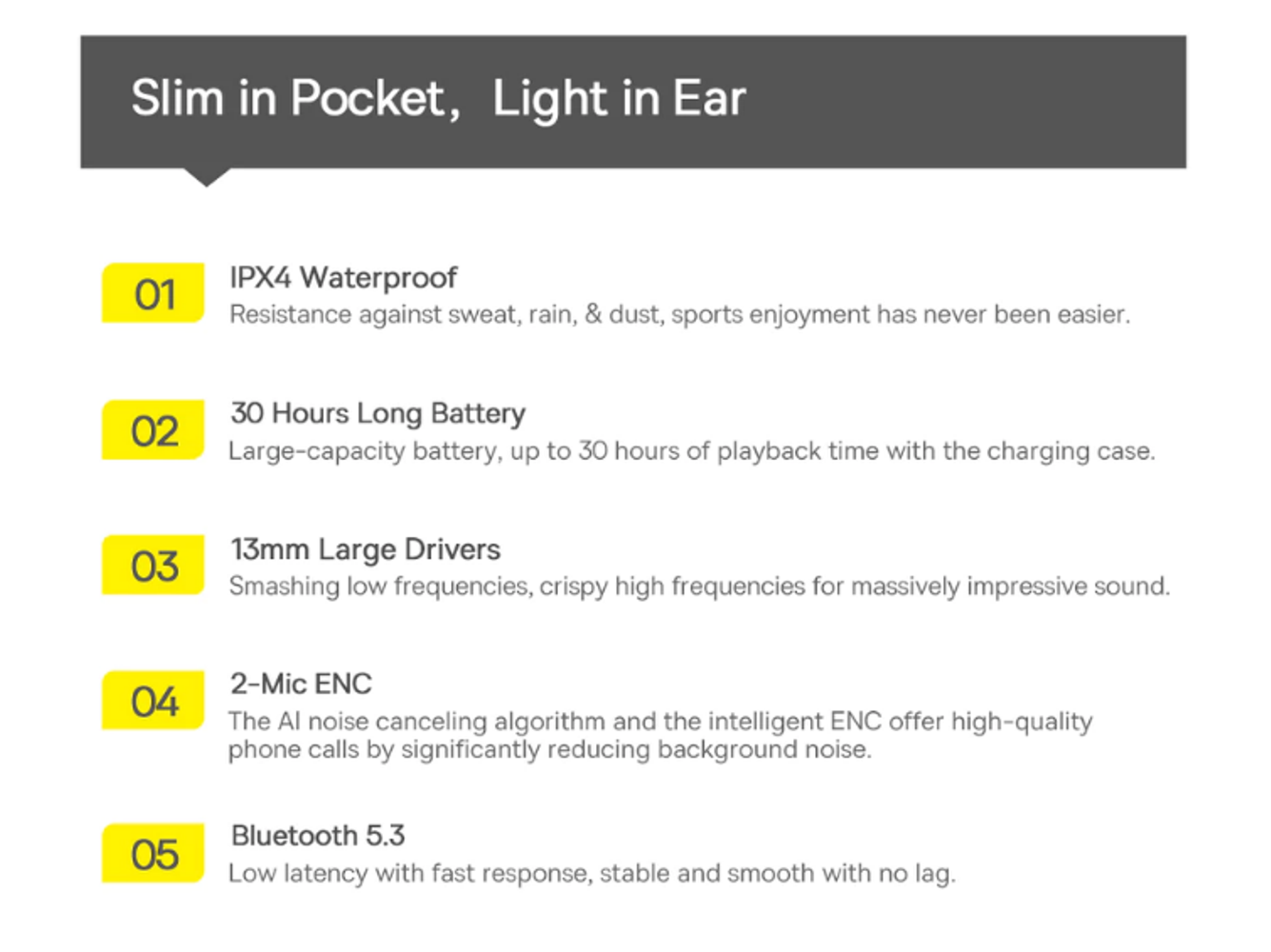 Baseus E16 TWS Earbuds Bluetooth 5.3 Wireless Earphones IPX4 Waterproof ...