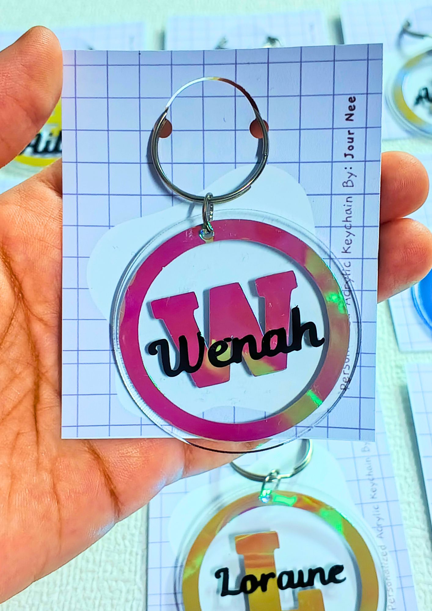Personalized Round Acrylic Keychain Souvenir with Name - Custom Gift ...