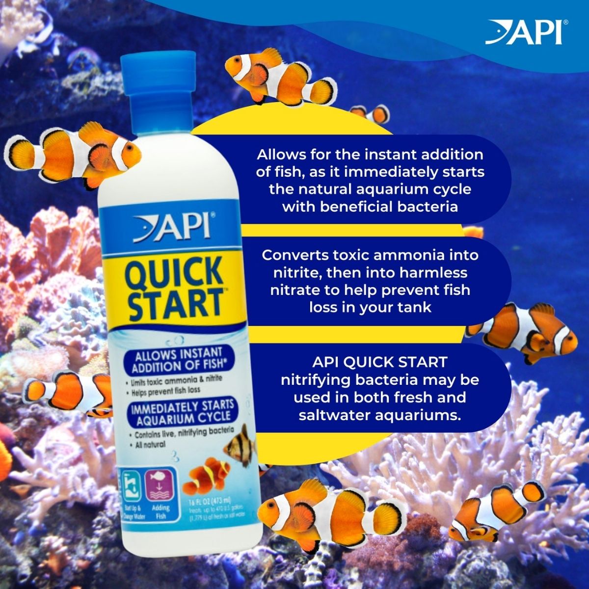 API QUICK START Nitrifying Bacteria – Instantly Cycles Aquariums ...