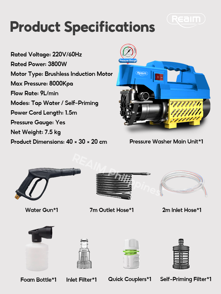 REAIM Pressure Washer Heavy Duty Portable Power Sprayer 3800W | Shopee ...