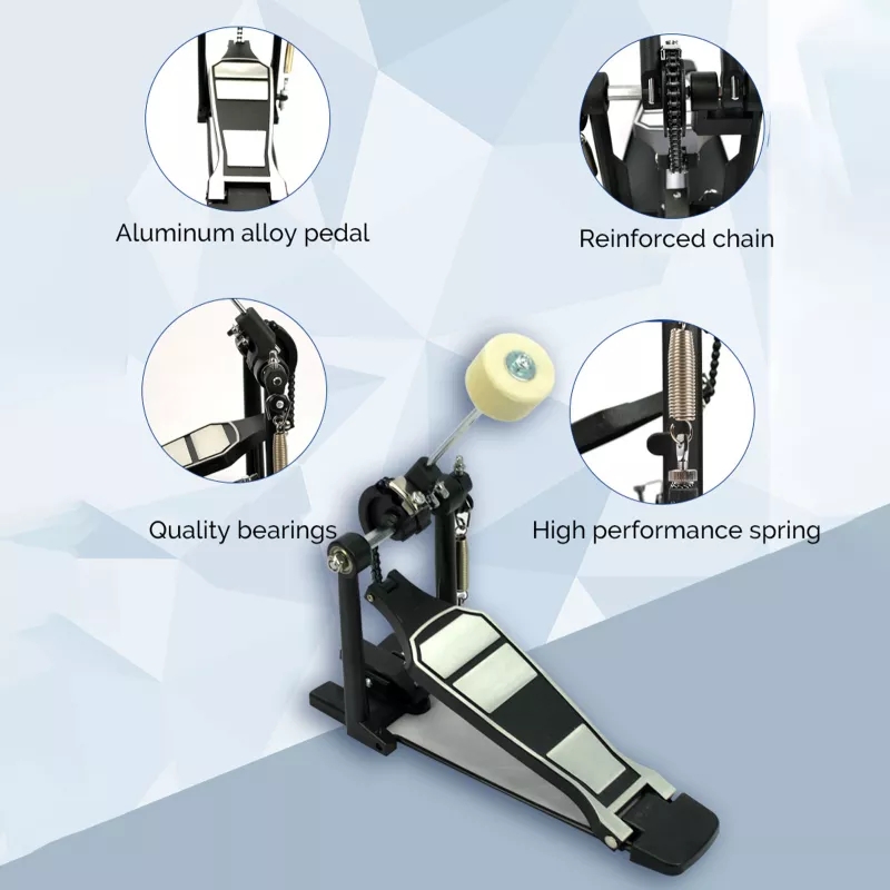Single Bass Alloy Jazz Drum Pedal Chain Drive Adult Music Foot Kick ...