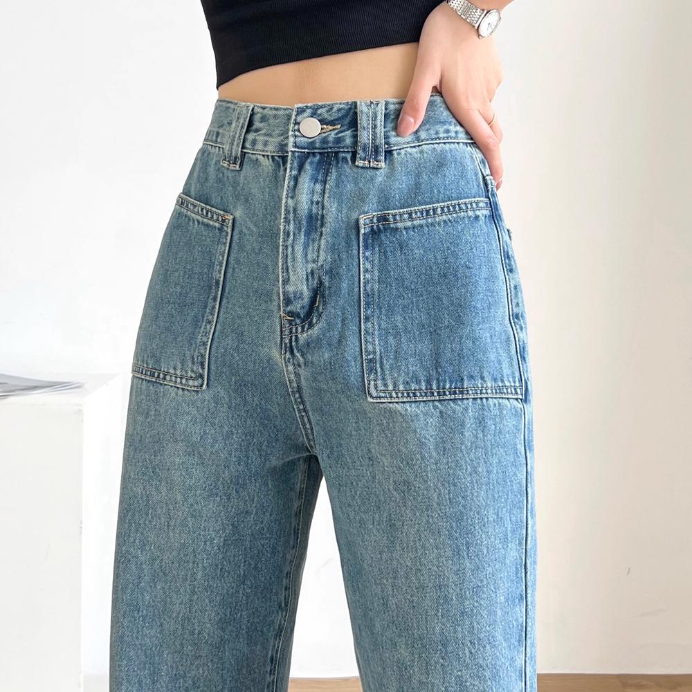 919 JEANS : Wide Leg Pants High-Waist Classic Loose 2 Square Front ...