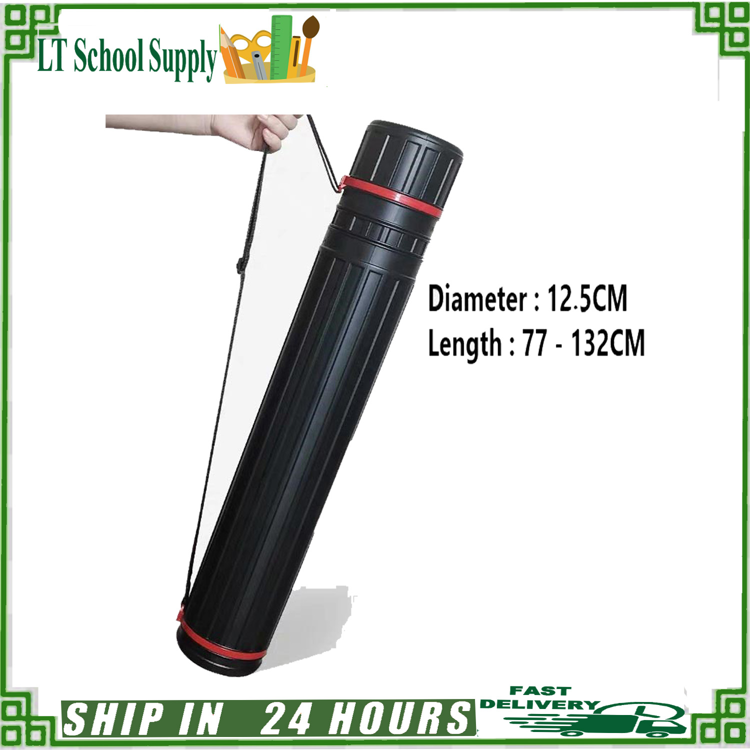 Drawing tube blueprint case adjustable telescoping art tube plastic ...