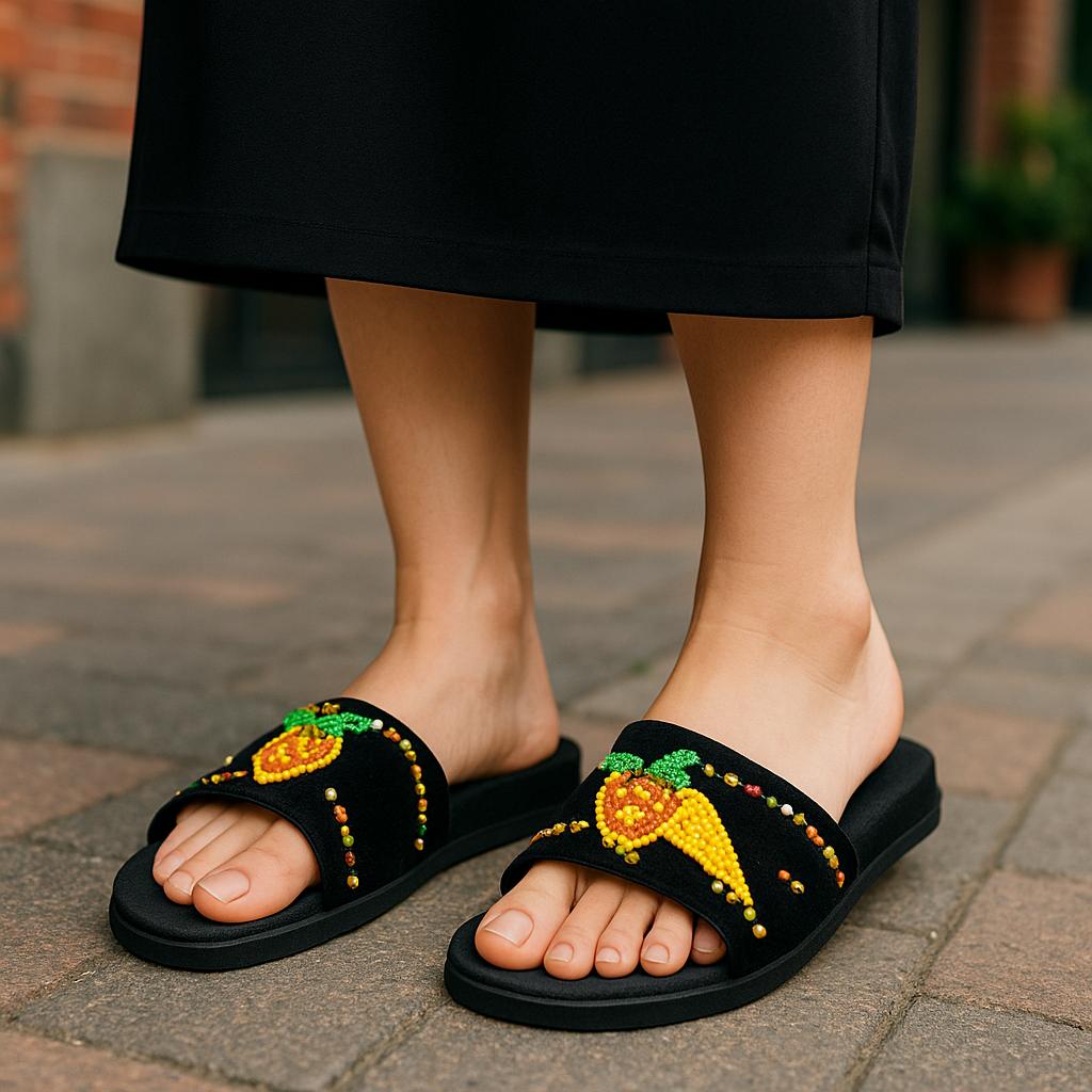 Alpombra Ladies 'Open-Toe' Lightweight hand-crafted beaded indoor ...