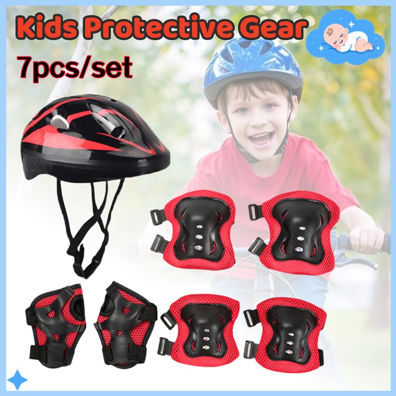 7Pcs Kids Safety Gear Set with Helmet and Protective Pads For Bike ...