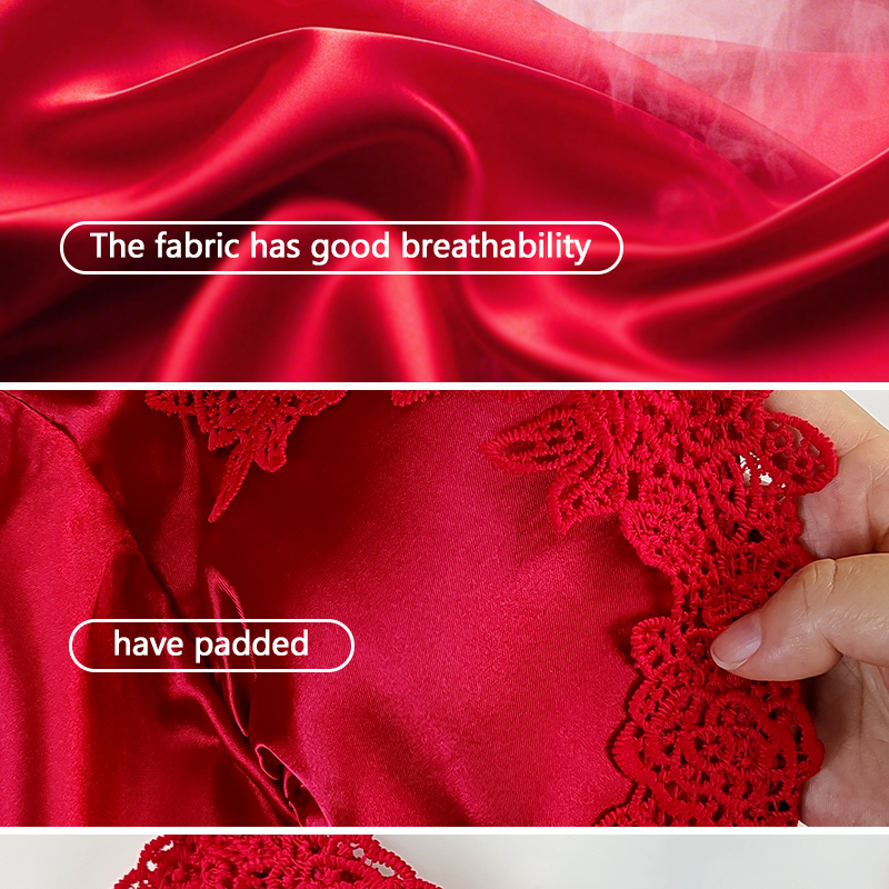 H5H Night Dress Sleepwear Ice Silk Halter Nighties Backless Honeymoon ...