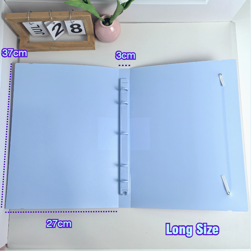 Long Binder Thicken PP Loose Leaf 5 Ring Binder Folder File Paper ...