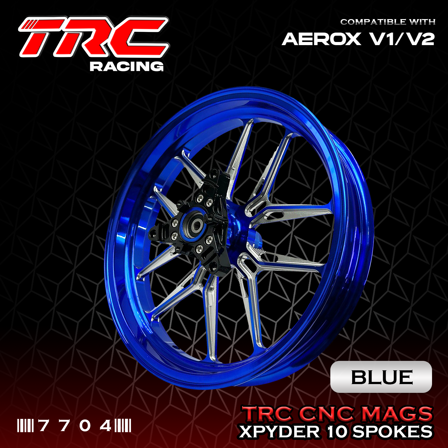 TRC CNC XPYDER 10 SPOKES MAG WHEELS (2.5F x 3.5R x 14) for AEROX v1/v2 ...