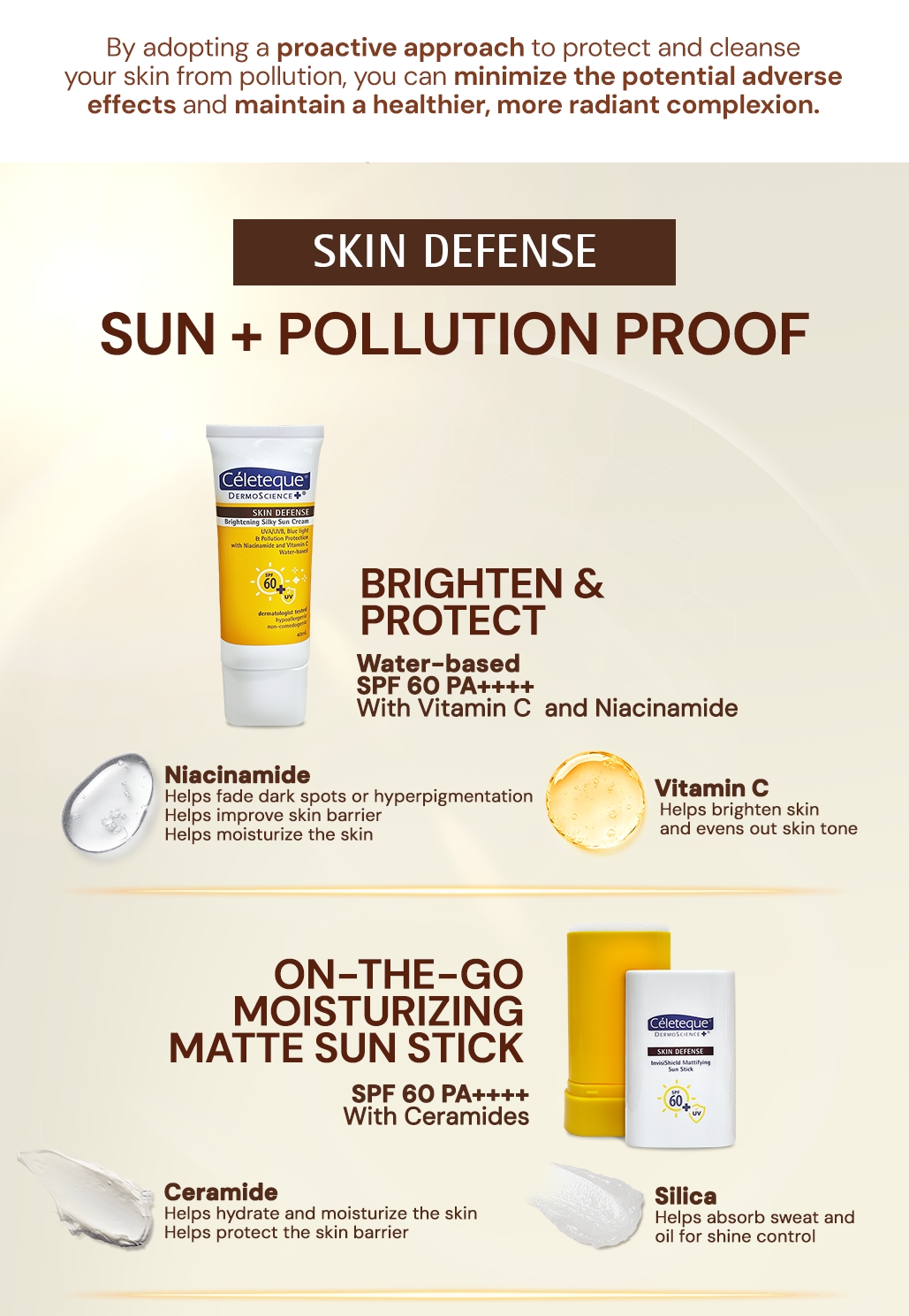 Celeteque Skin Defense Brightening Silky Sun Cream 40ml | Shopee ...