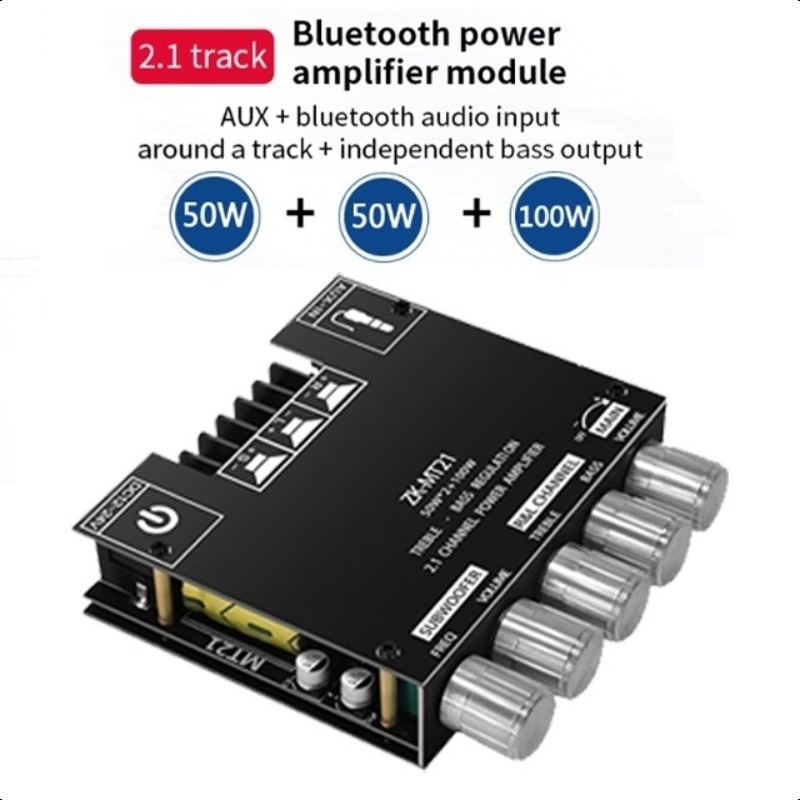 ZK-MT21 50WX2+100W 2.1Channel Bluetooth 5.0 Subwoofer Amplifier Board ...