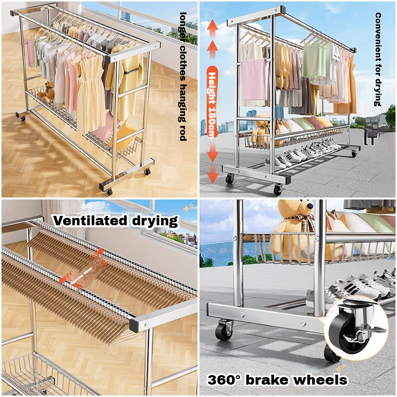 180CM Sampayan Stainless Drying Rack Heavy Duty Clothes Rack Removable ...