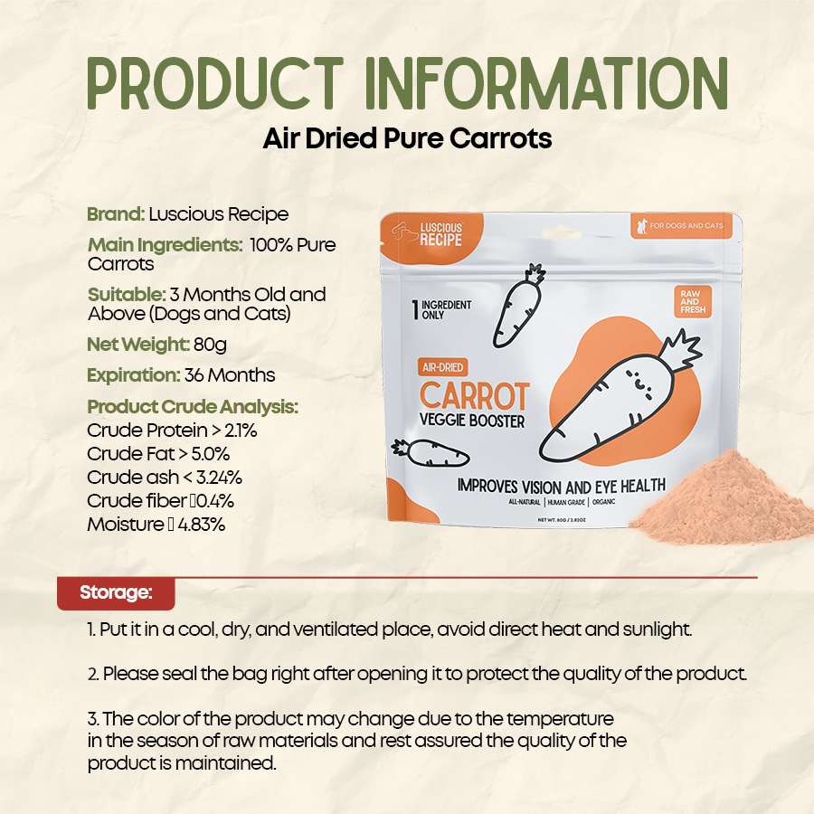 Luscious Recipe Freeze Dried Veggie Booster Pure Carrot Powder Food ...