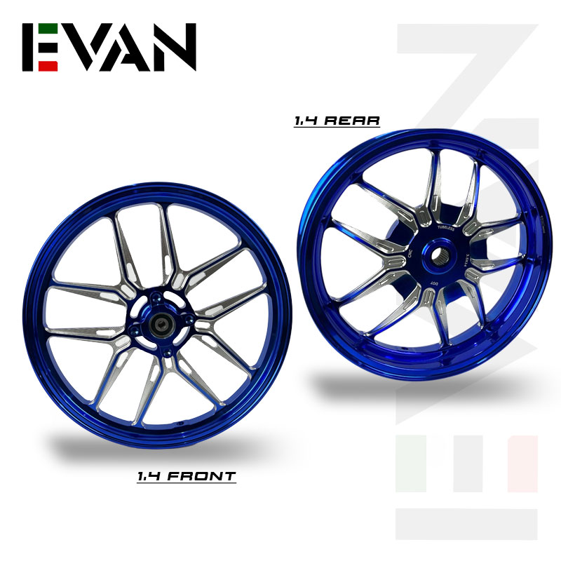 EVAN Buss TRC CNC Xpyder 10 Spokes MAG WHEELS (1.4Fx1.5Rx14) for Fazzio ...
