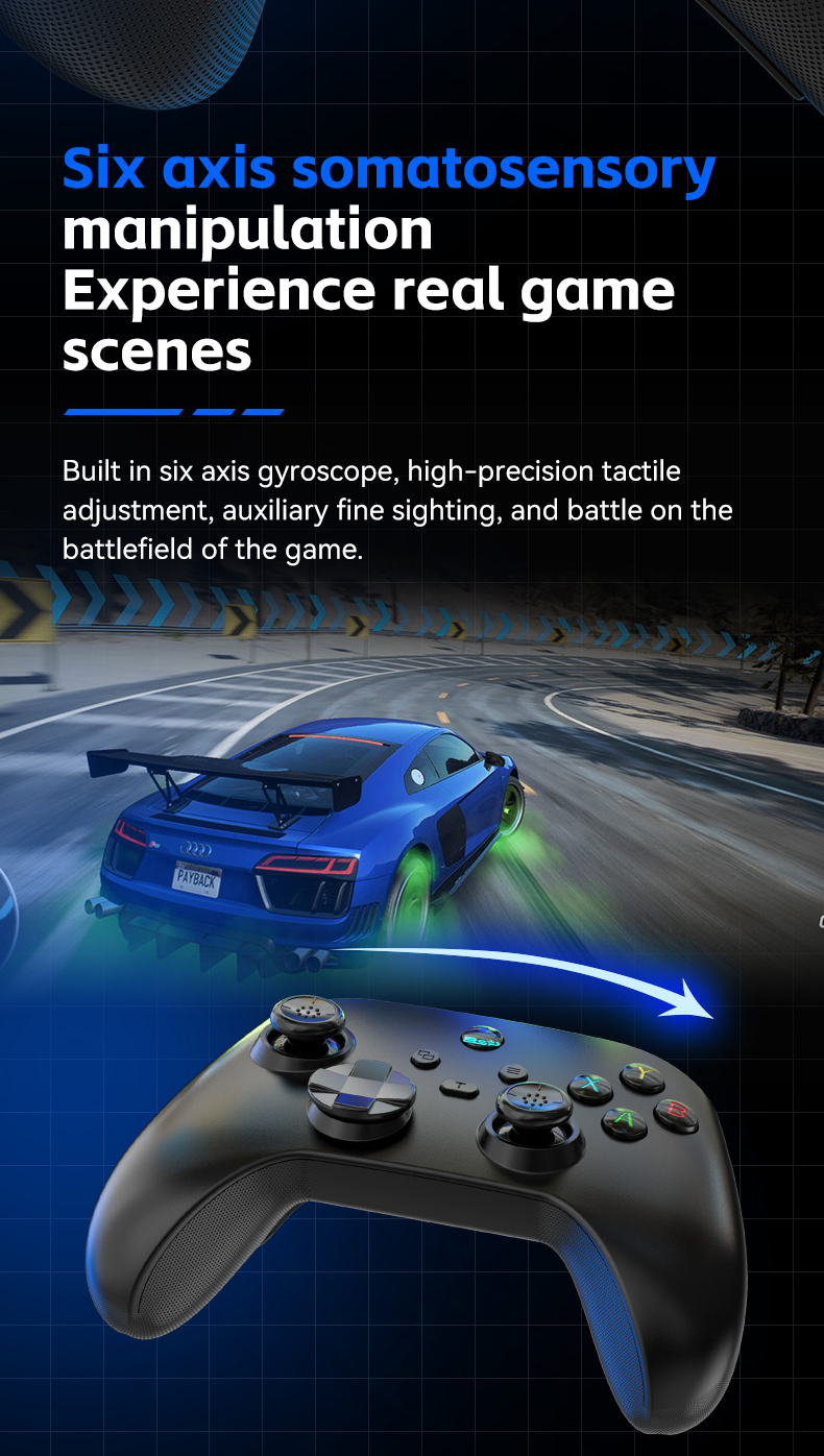 BSP G6 Wireless Game Controller Double Hall 5.3 BT Tri-Mode Gamepad Six ...