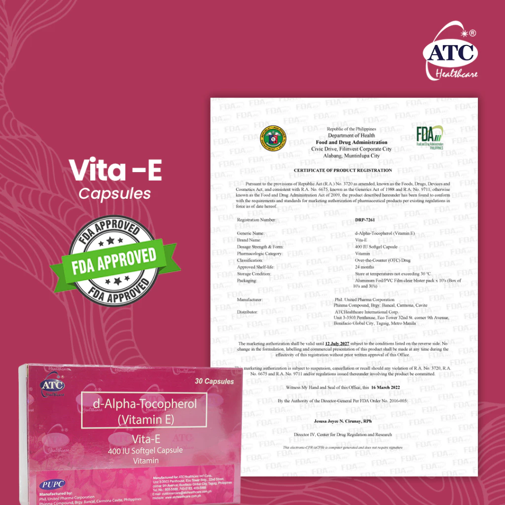 ATC Vita-E With 400iu D-ALPHA 30's Softgel FDA Approved Anti-Aging ...
