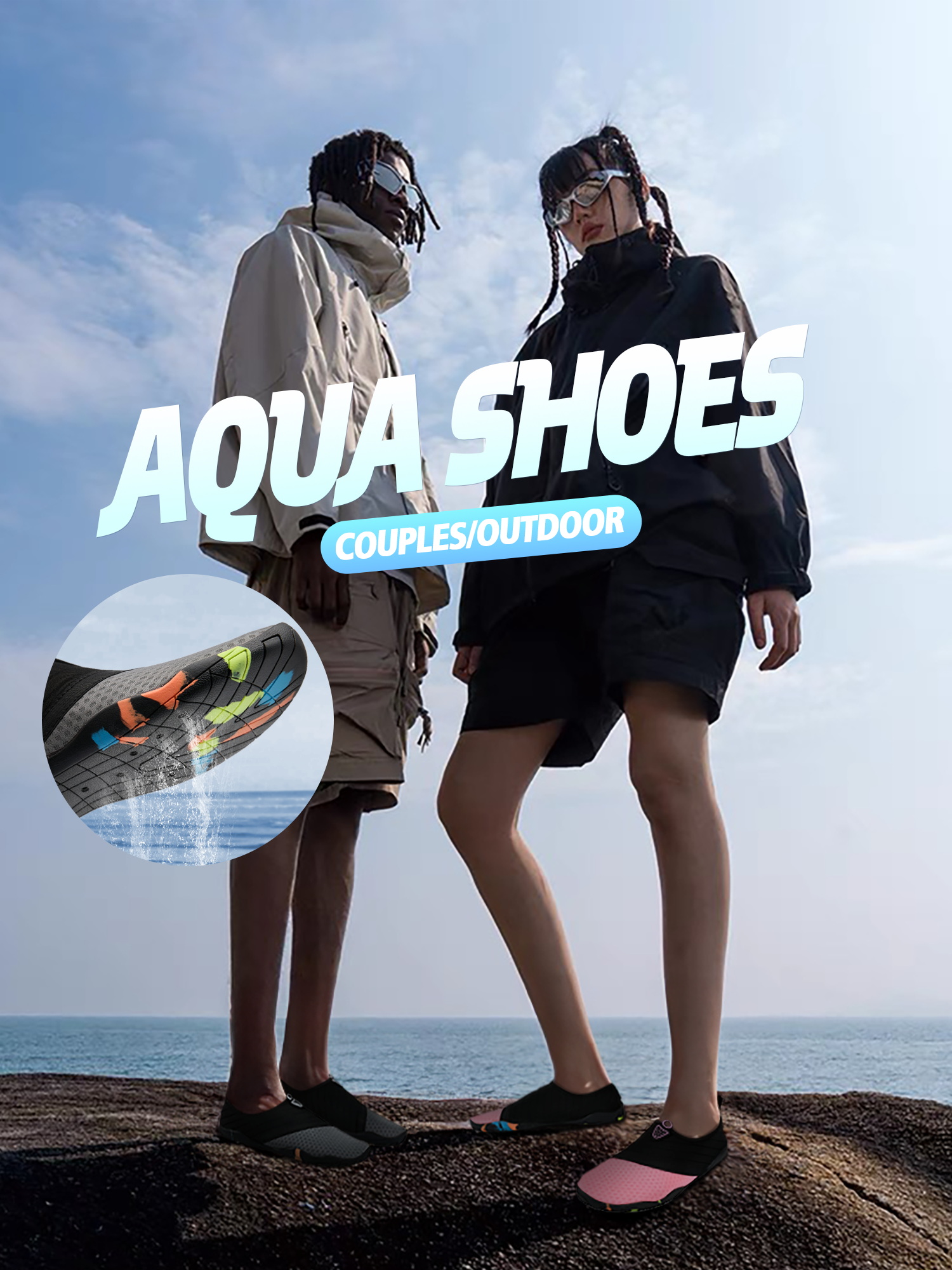 JEKO Aqua Shoes Unisex-Outdoor Slip-On Quick-Drying Water Sport Socks ...