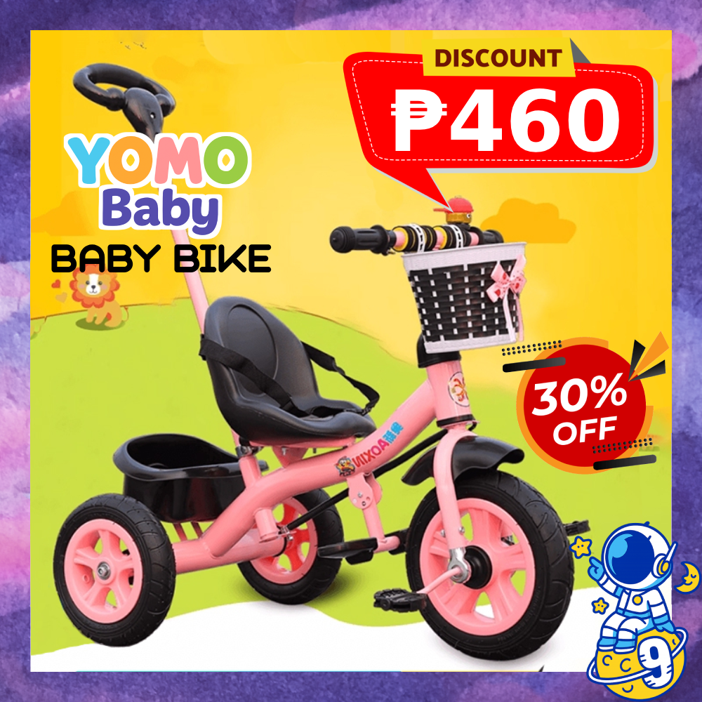 Baby 3 Wheels Bike for Baby Girl Kid Trolley Bike with Basket and Push Handle for Kids Stroller ...