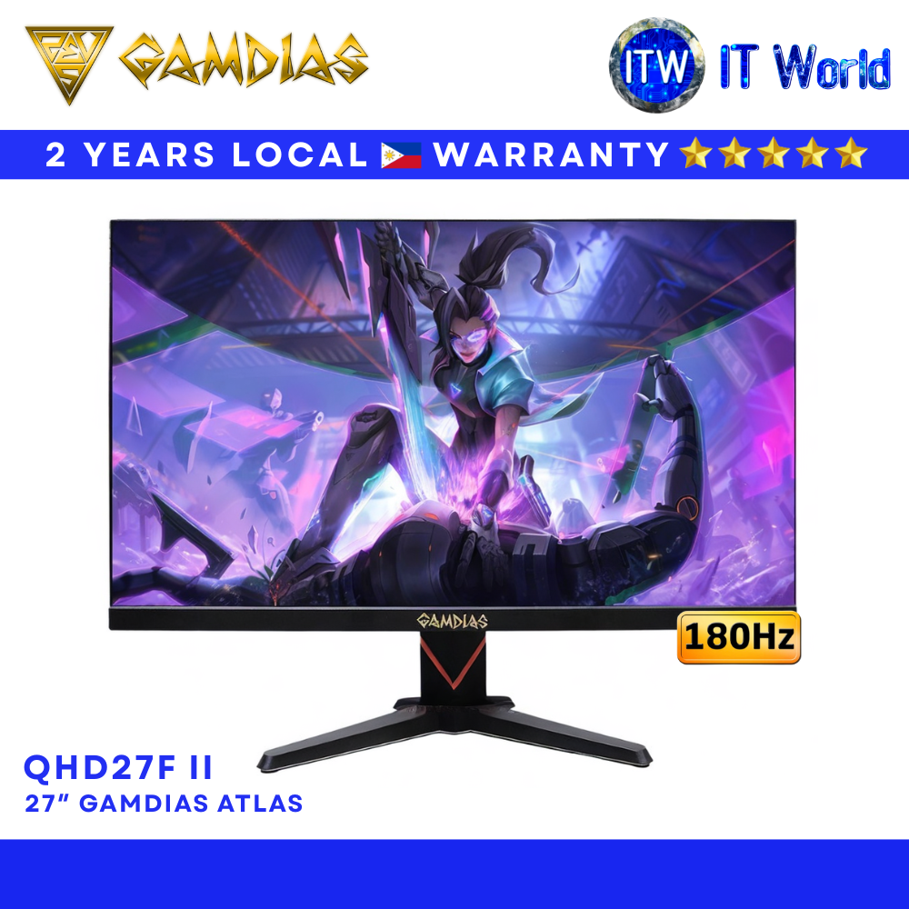 GAMDIAS Atlas QHD27F II 27" 180Hz / 2560x1440 2K QHD / Gaming Monitor 0 ...