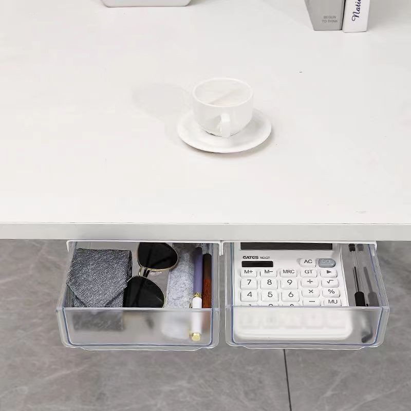 Under Desk Drawer Organizer Self-Adhesive Under Table Drawer Tray ...