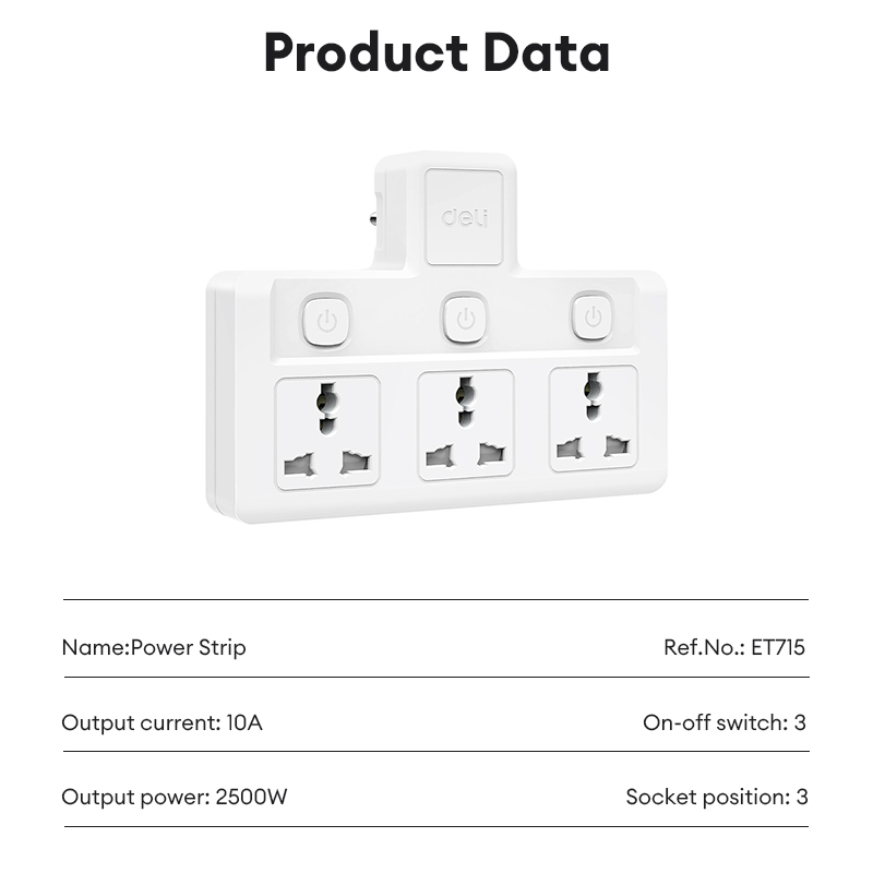 Deli Vusign Electric Power Socket Multifunctional Universal Socket USB ...