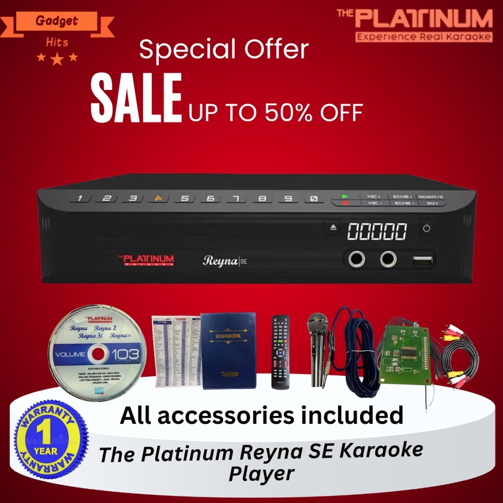 The Platinum Reyna SE Professional Karaoke Player with Free Wired Mic -VOLUME 103 UPDATED CD ...