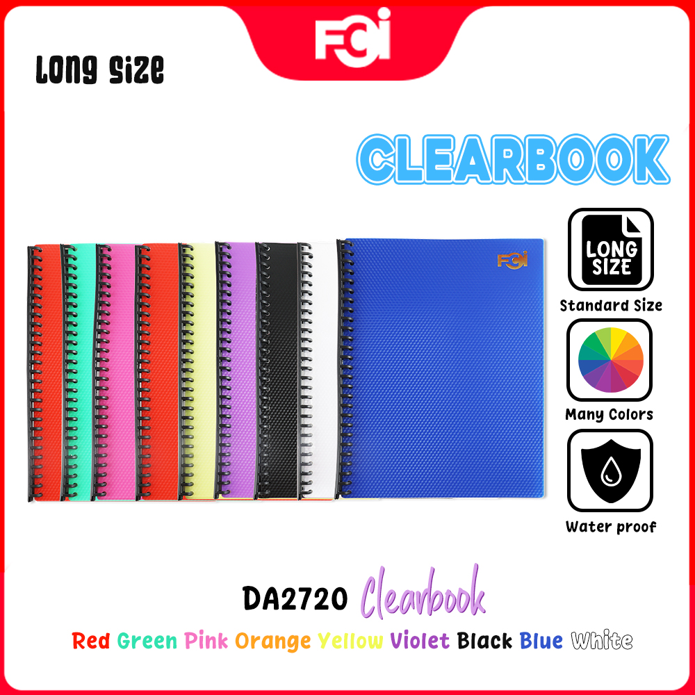 FCI FC Long Clear File Folder with 20 Pockets Ring Binder Book with ...