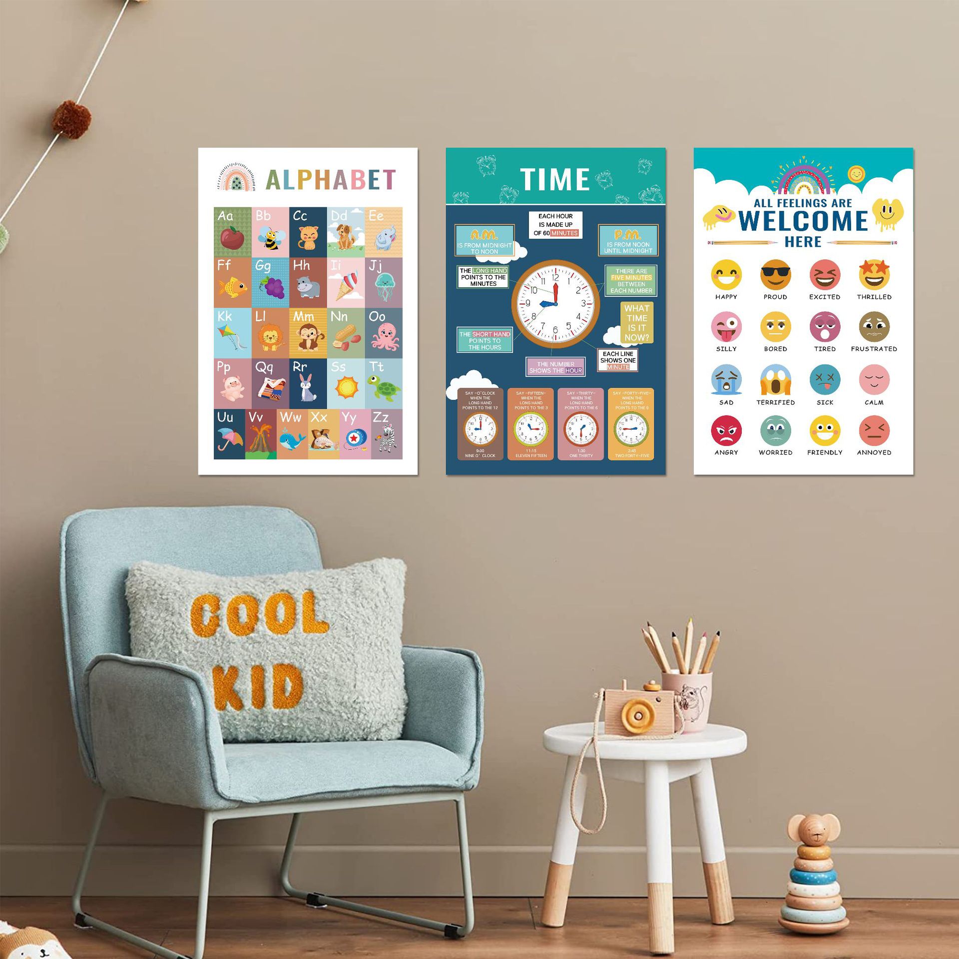 12 PCS Abakada Educational Charts For Kids Number English Colors ...