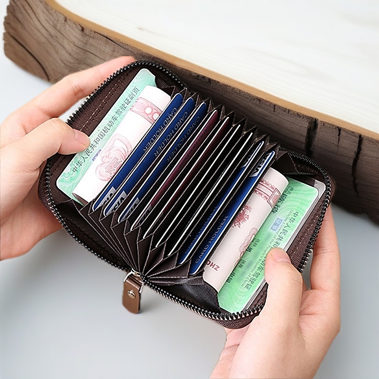 Wallet Mens Leather Multiple Card Positions Bill Design with Photo Card ...