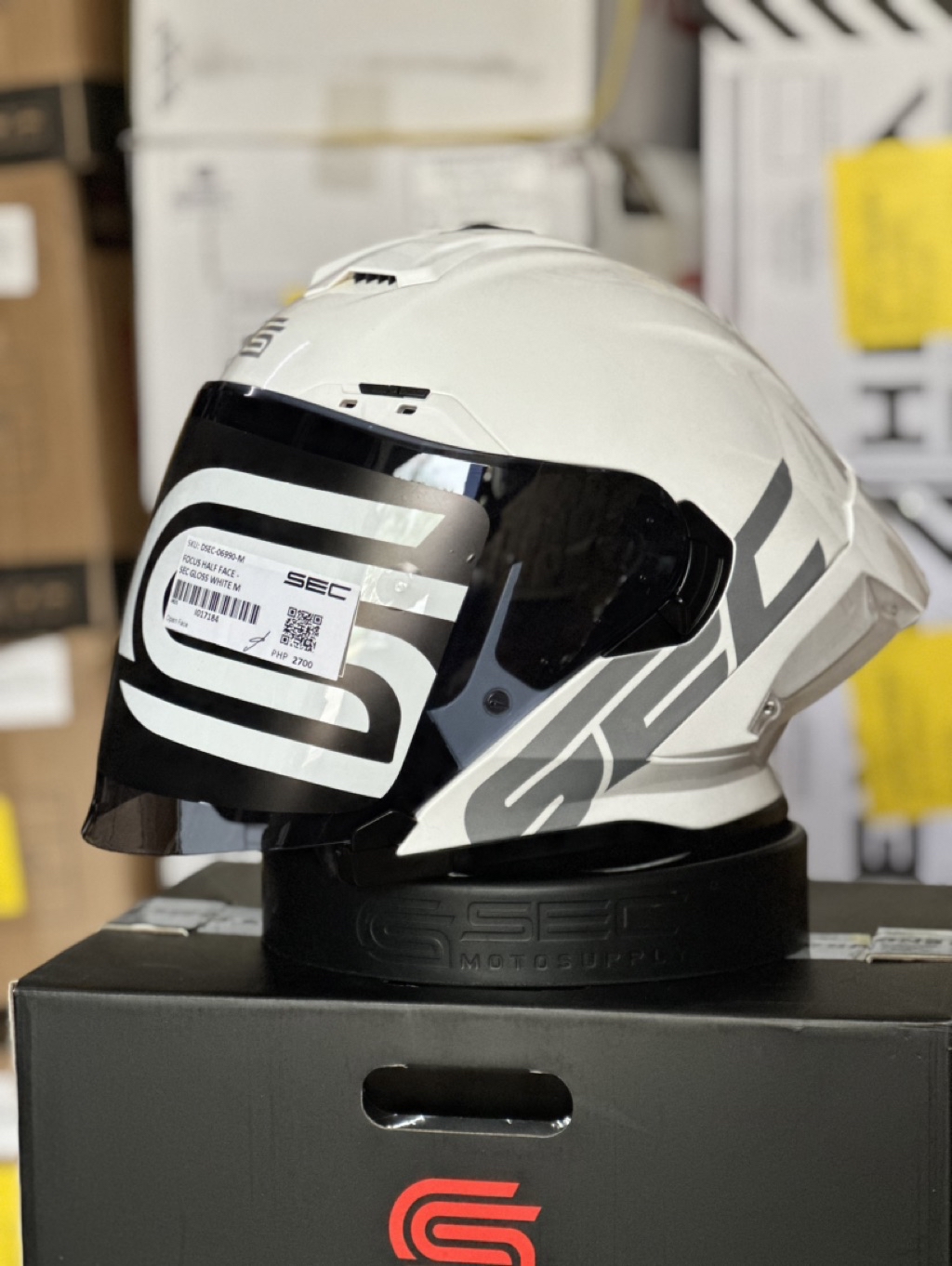 SEC Half face Helmet with Clear lens and Spoiler | Shopee Philippines