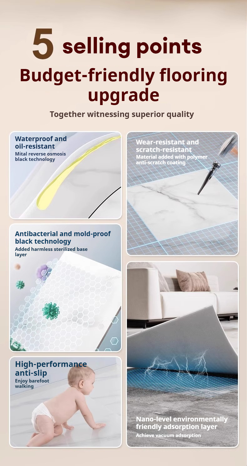 Vinyl Tile Floor No Foam 60X60cm 30×30cm15PCS 40PCS Self Adhesive ...