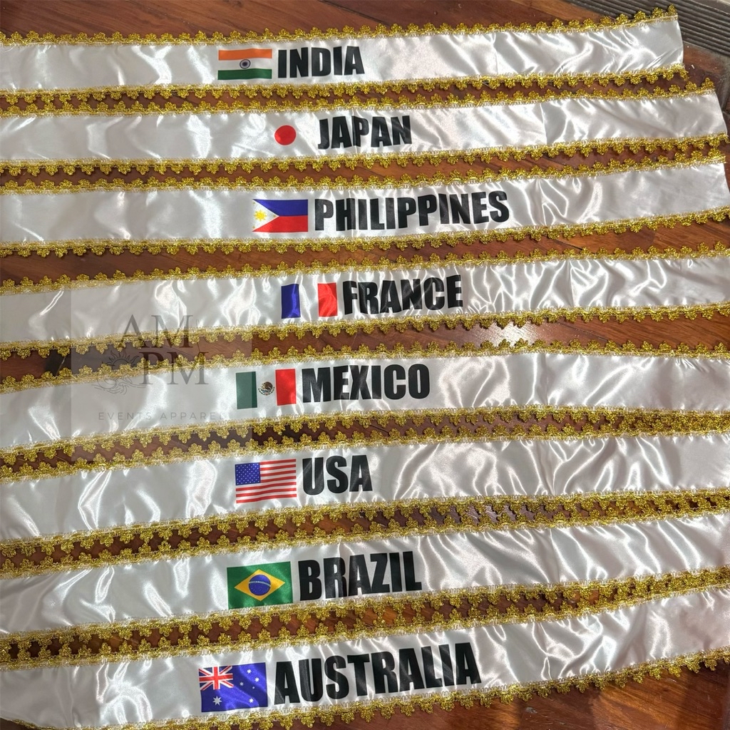 COUNTRY SASH for Kids Philippines or United Nations (with trimmings ...