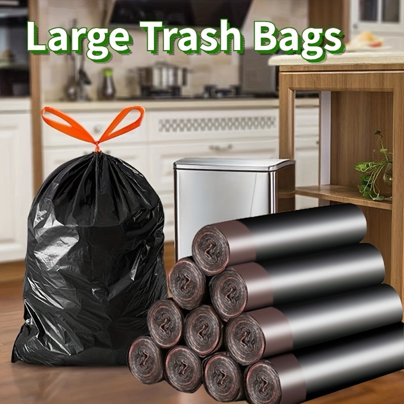 100 Pcs Drawstring Trash bag Garbage bag Black (Small/Medium/Large/XL ...