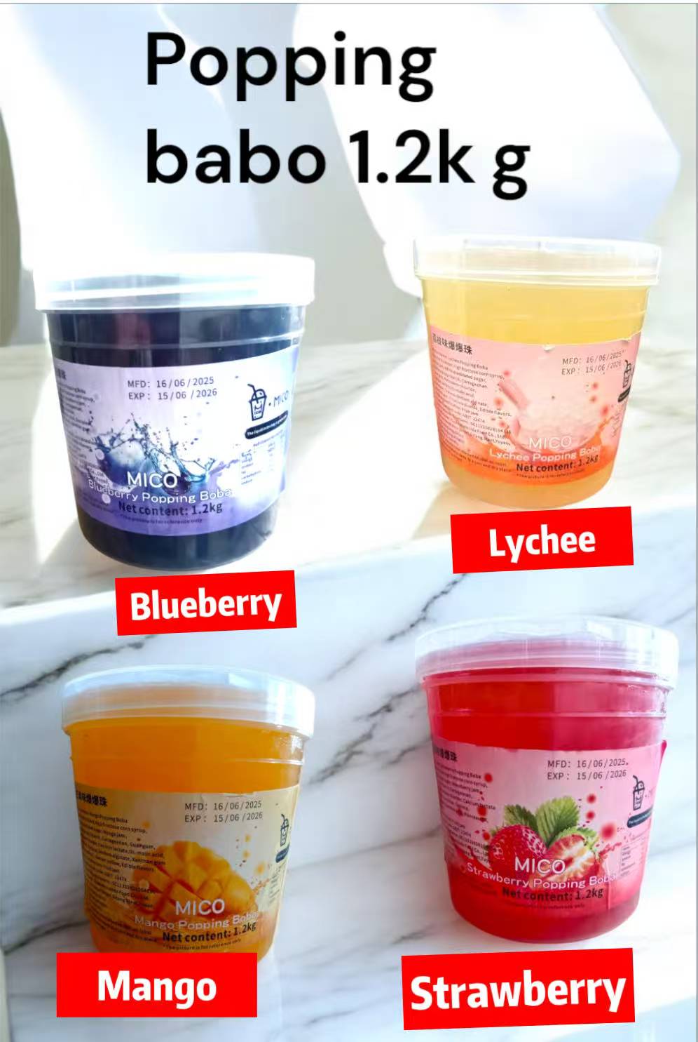 Popping Boba 1.2kg– Juicy and Flavorful Pearls for Milk Tea and ...