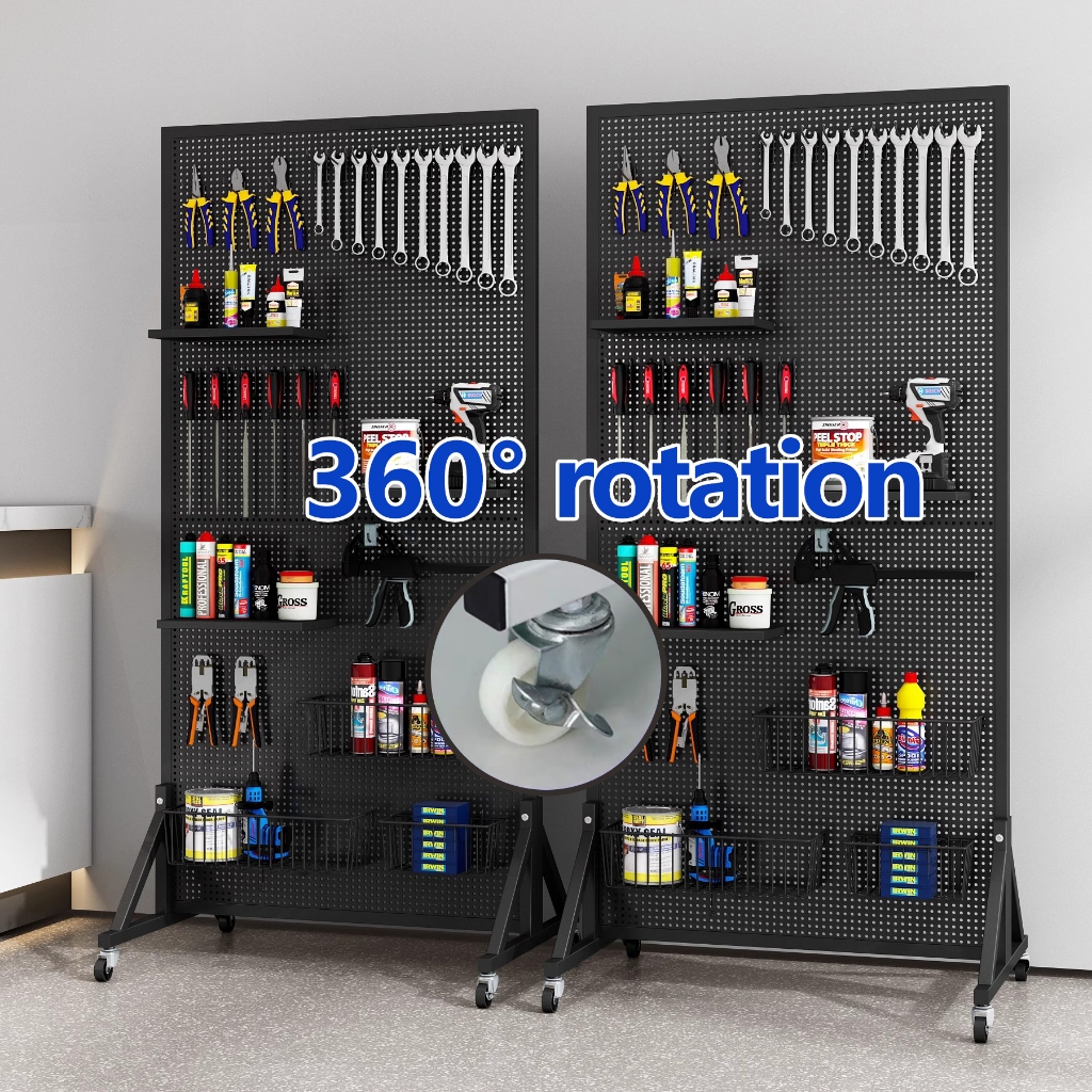 Standing Mobile Pegboard Storage Organizer with Wheels 50x120cm Free ...