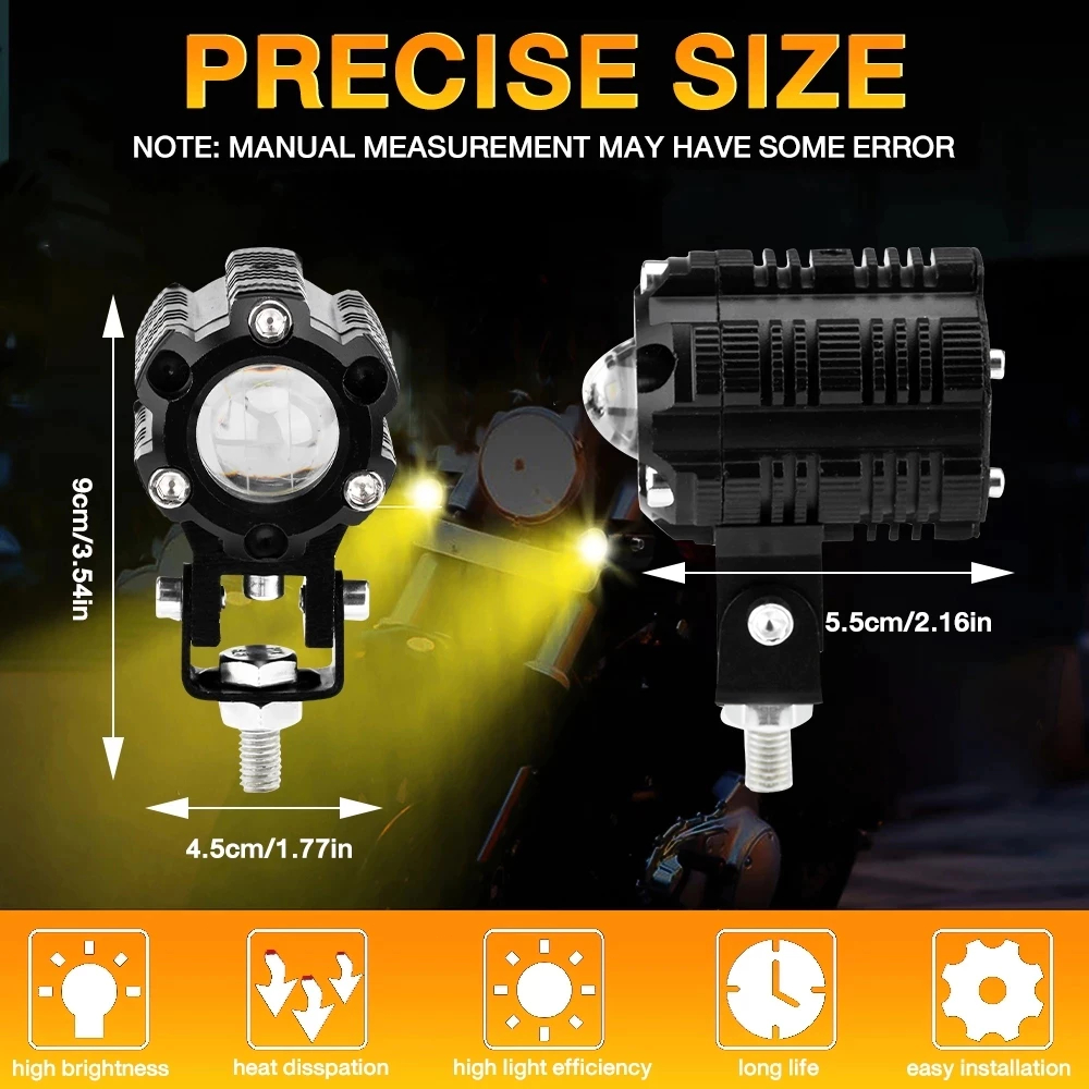 MOTOGEAR 2Pcs V6 Upgraded Version Mini Driving Light for Car Motorcycle ...