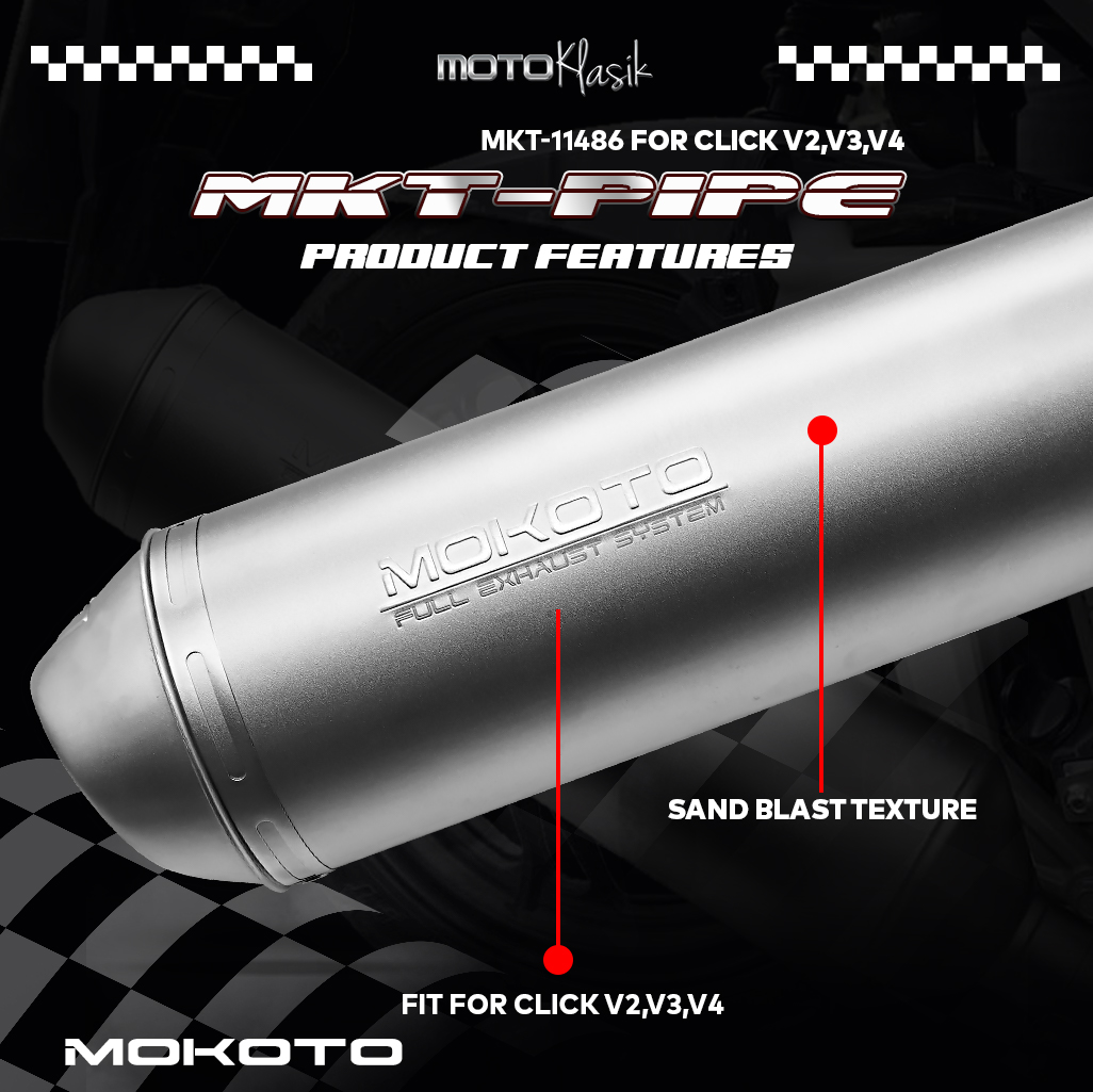 MOKOTO CLICK V2/V3/V4/V5 FULL EXHAUST PIPE SYSTEM MID POWER STAINLESS ...